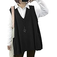 YESNO Women Loose Swing Chunky V-Neck Sweater Vests Oversized Knit ...