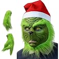 EliteKoopers 1Pcs The Grinch Full Head Latex Mask & Gloves Xmas Hat ...