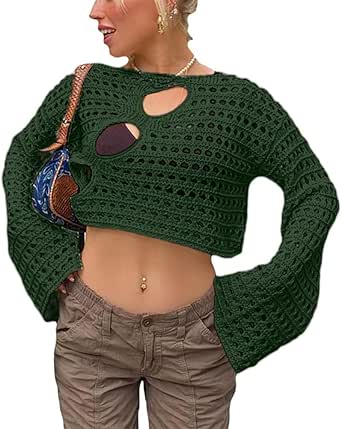 Onsoyours Damen Netzoberteil Langarm Crop Top Sexy Transparent Netz Top ...