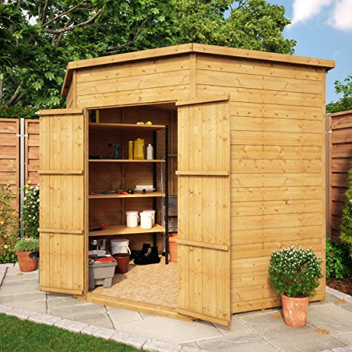 7x7 Project Timber Windowless Wooden Garden Corner Shed with Double ...