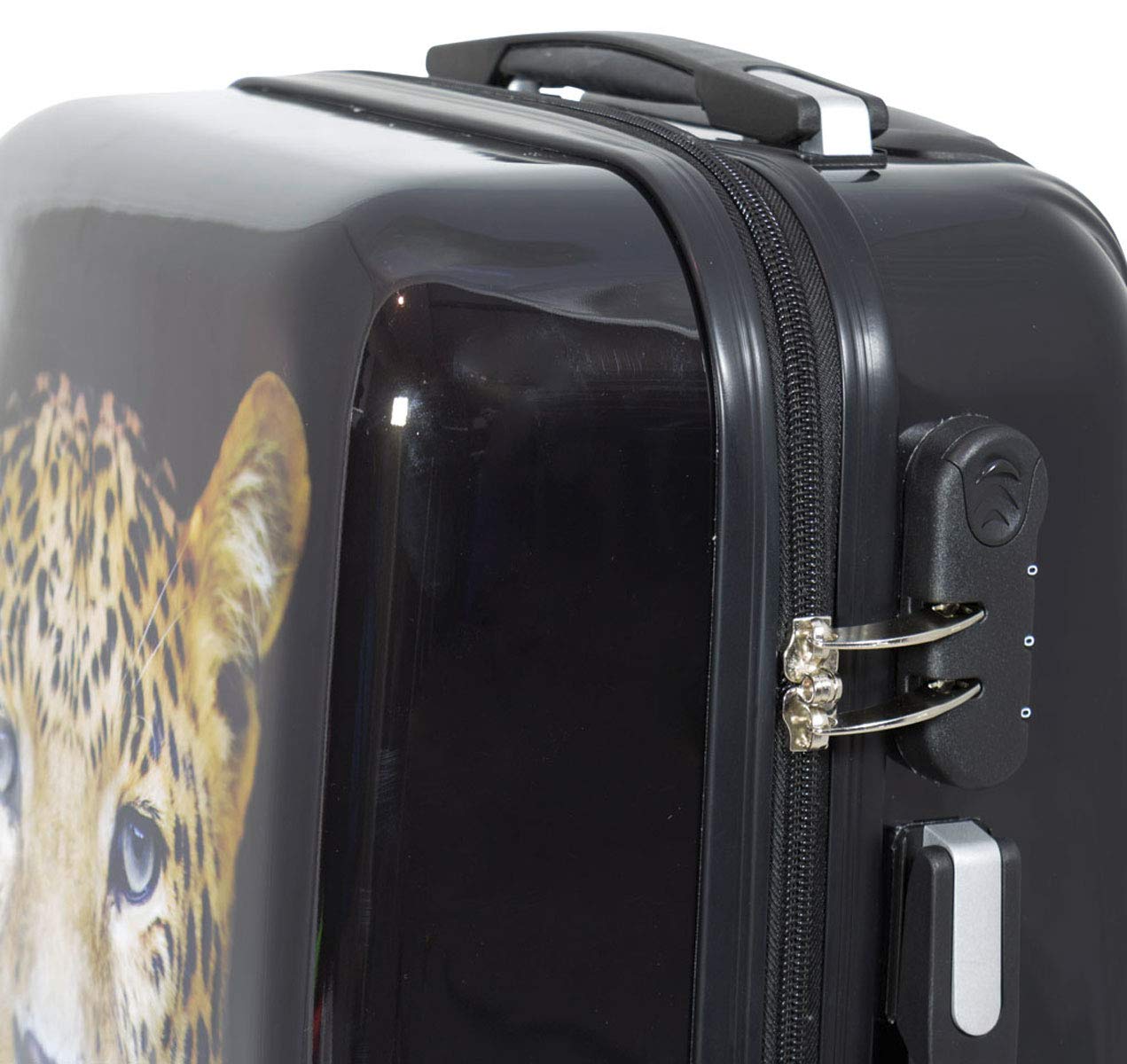 I I Koffer Leopard Tiger Reise Trolley Leo Schwarz XL Groß 78 cm ...