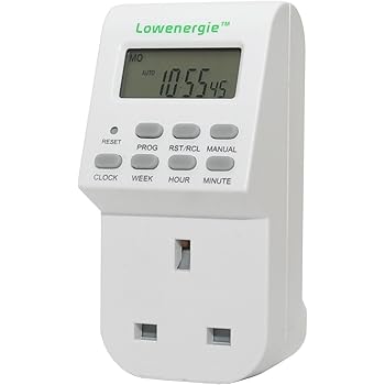 Electronic digital mains Timer Socket Plug-in with LCD Display 12/24 ...