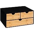 5 five simply smart Rangement rectangulaire 3 tiroirs Bambou Noir Bava ...