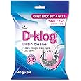 Pidilite D-Klog Drain Cleaner Powder (40g x 5N), Removes Clogs, Blockages in Washbasin, Septic ...