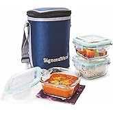 SignoraWare Executive High Microwave Safe Office Lunch Box Set with Bag ...