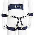 OnundOn Wetlook Leder Harness Mit Handschellen Damen Fetisch Taille Punk Goth SM Strumpfband ...