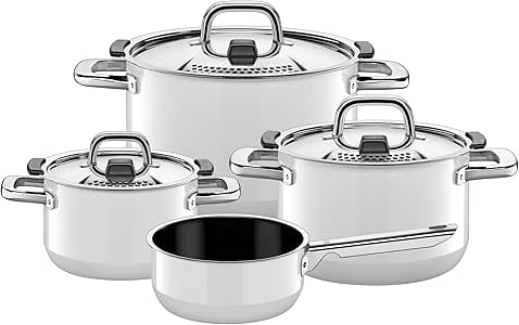 Silit Pot Set 4-Piece Nature White Control Lid Made in Germany Metal ...
