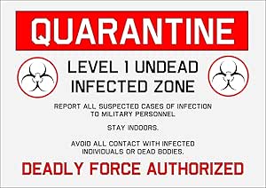 Novelty Military Quarantine Zombie Tin Metal Warning Sign / Plaque 29cm ...