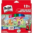 Pritt Jumbo Wax Crayons (12 Crayons), Erasable Non-Stain Colour Crayons ...