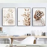 Amazon.de: RAILONCH 3er Moderne Poster Set Stilvolle Pfingstrose Blumen Wandbilder Boho Beige ...