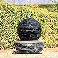 Primrose H42cm Marvao Slate Effect Sphere Water Feature With Lights ...