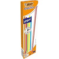 BIC Evolution Stripes avec Gomme - Crayons à Papier HB avec Gomme Intégrée - Couleurs Assorties ...