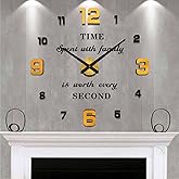 VANGOLD Modern Mute DIY Frameless Large Wall Clock 3D Mirror Sticker Metal Big Watches Home ...