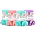 4 PCS Washing Up Brushes, Dish Brush, Liquid Added Design, Refillable ...