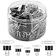X spring Paper Clips Binder Clips, 340 PCS Binder Clips Assorted Sizes ...