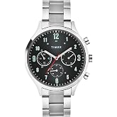 TIMEX Analog Watch for Man with Black Round Dial & Black Stainless ...