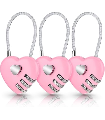 Locker Padlock 2 Pcs Pink Combination Lock, 3 Digit Heart Shaped ...