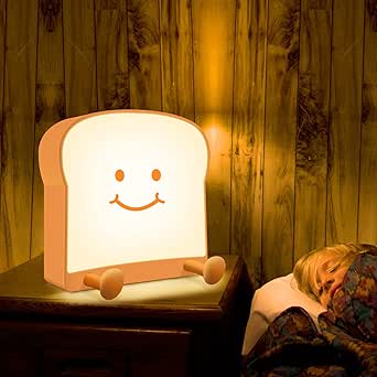 Cute Toast Night Light, Bread LED Night Lamp, Rechargeable, Timer and ...