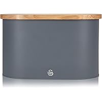 Swan SWKA17512GRYN Nordic Scandi Bread Bin with Bamboo Cutting Board ...