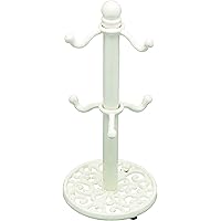 KitchenCraft CIMTCRE Cast Iron Mug Tree Stand for 6 Mugs, White , 30 cm ...