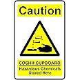 Caution COSHH Cupboard Hazardous Chemicals Stored Here Self Adhesive ...