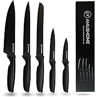 nuovva Professional Kitchen Knife Set – 5pcs Grey Kitchen Knives – Stainless Steel Granite Non ...
