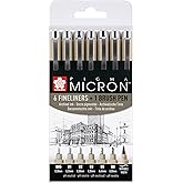 Sakura Pigma Micron Black & Gold Edition fijnschrijver set | 6 maten, zwart (POXSDKB6YOS ...