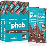 Phab Chocolate Brownie 21G Protein Bars (Pack Of 12), Pea Protein ...