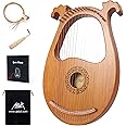 Aklot 16 String Lyre with Mahogany Body and Copper Saddle with Tuning Key and Manual Replacement ...