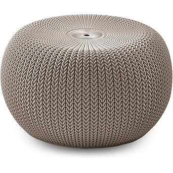 Keter Knit Indoor/Outdoor Large Ottoman Poof Pod Seat Bench - Misty ...