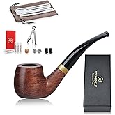 Joyoldelf Tobacco Pipes, Handmade Ebony Wooden Smoking Pipe with Box ...
