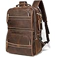 LANNSYNE Vintage Genuine Leather Backpack For Men 15.6 Inch Laptop Bag ...