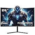 CRUA 24" Curved Monitor, FHD(1920×1080P) 100HZ, 99% sRGB Color Gamut ...
