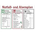 Aufkleber Sicherheitsaushang "Notfall- und Alarmplan" Schild Folie selbstklebend | Größe wählbar ...