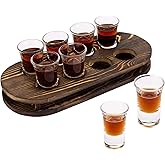 MyGift Shot Glass Serving Set Includes 12 Square Shot Glasses and Burnt ...