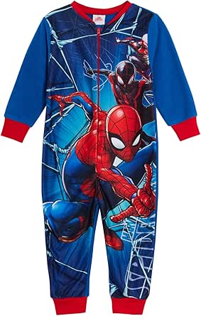 Marvel Spiderman Ultimate Kids Boys Fleece All in One Pyjamas Avengers ...