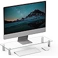 VonHaus Glass Monitor Stand for Desks, Height Adjustable Screen Riser ...