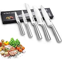 nuovva Professional Kitchen Knife Set – 5pcs Grey Kitchen Knives – Stainless Steel Granite Non ...