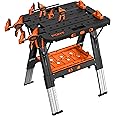 Pony Portable Folding Work Table, 2-in-1 as Sawhorse & Workbench, 31” W ...