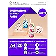 Ink Express A4 White Sublimation Sticker Paper, 20 Sheets - Compatible with Epson, Sawgrass ...