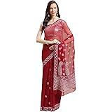 Buy Ada Hand Embroidered Lucknow Chikankari Faux Georgette Women's ...