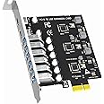 GLOTRENDS U6A2C 8-Port (2 Type-C+ 6 x Type-A) USB 3.0 5Gbps PCIe Expansion Card for Intel, AMD ...