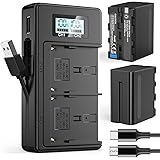 NP-F970,NP-F960,NP-F930,NP-F950,NP-F550,Powerextra 2 X 8800mAh Replacement Battery and Dual LCD ...