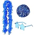 XZSKD 3pcs Abba Accessories, Abba Hats/Caps, Feather Boa, Blue Feather ...