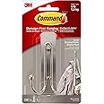 Command Brushed Nickel Double Decorative Hook for Indoor Use - 1 Metal ...