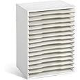 Caydo 15 Slot Paper Organizer Storage, Wood Adjustable Shelves Paper ...
