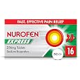 Nurofen Express Ibuprofen 256mg, 16 Tablets - Pain, Sinus, Migraine ...