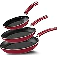 KICHLY Induction Hob Pan Sets Non Stick, 3 Pcs Frying Pans, Professional Chefs Kitchen Cookware ...