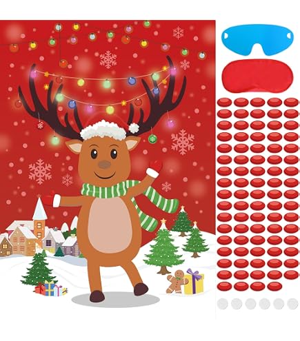 Pin The Tail Game Pin The Nose On The Reindeer Game. Festive Christmas ...