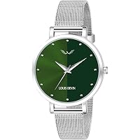 LOUIS DEVIN LD-L144-BLU-CH Mesh Blue Dial Silver Band Stainless Steel ...